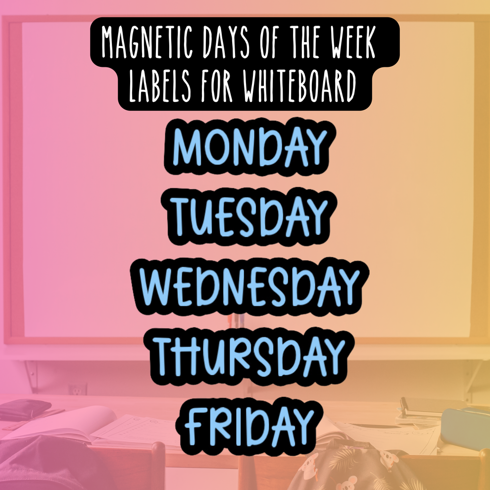 Days of the Week (M-F) Magnetic Labels with Black Background – Olive ...